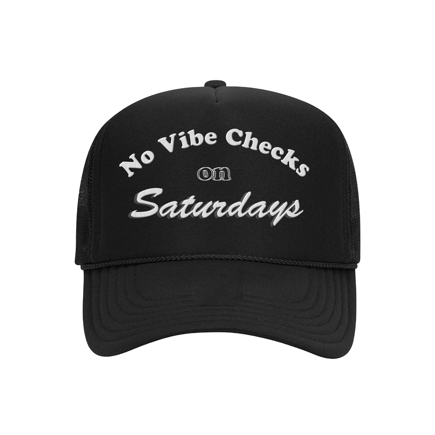 No Vibe Checks Black Trucker Hat – Fibs